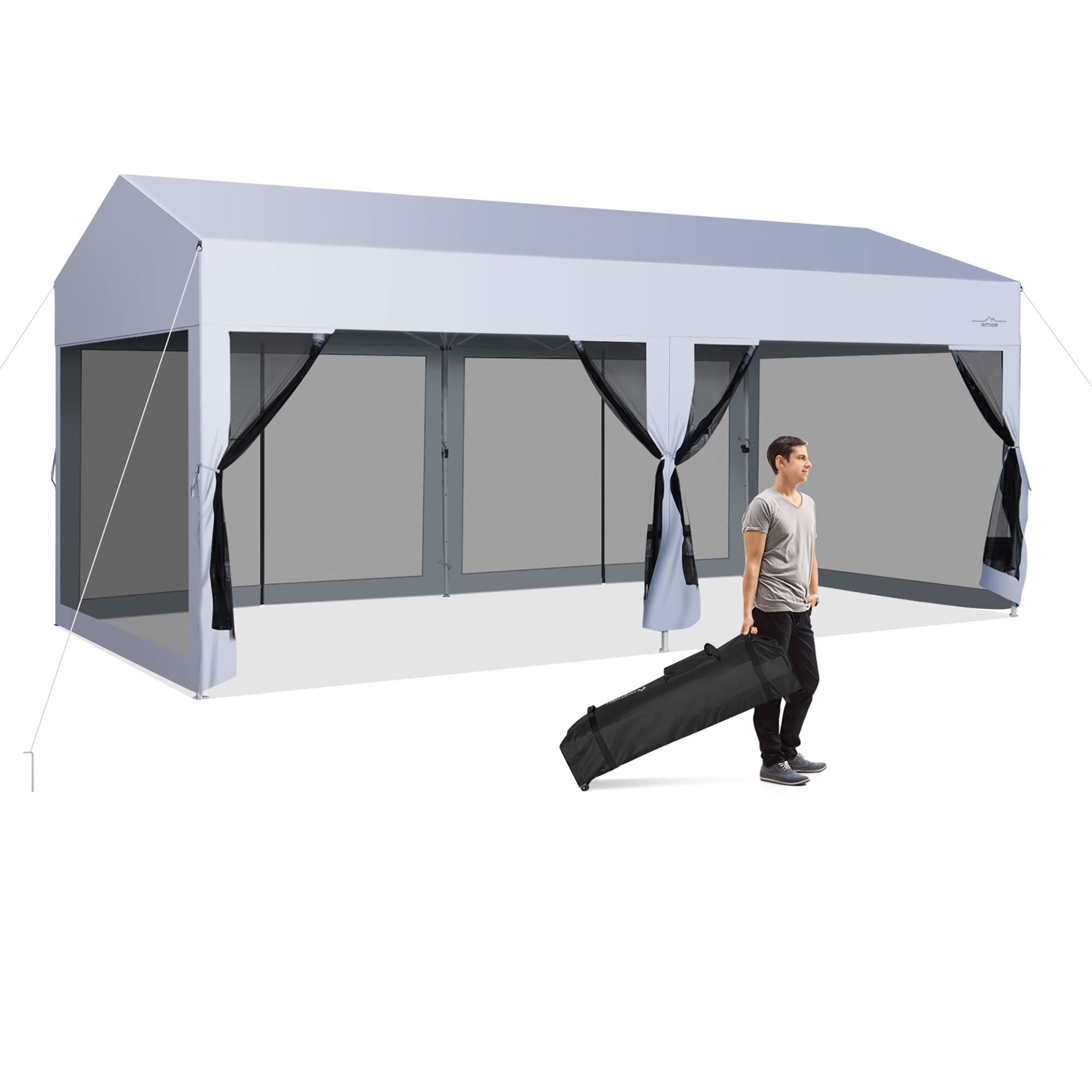 Costway 10x20ft Pop-Up Canopy Party Tent Sidewalls Portable Garage Car ...