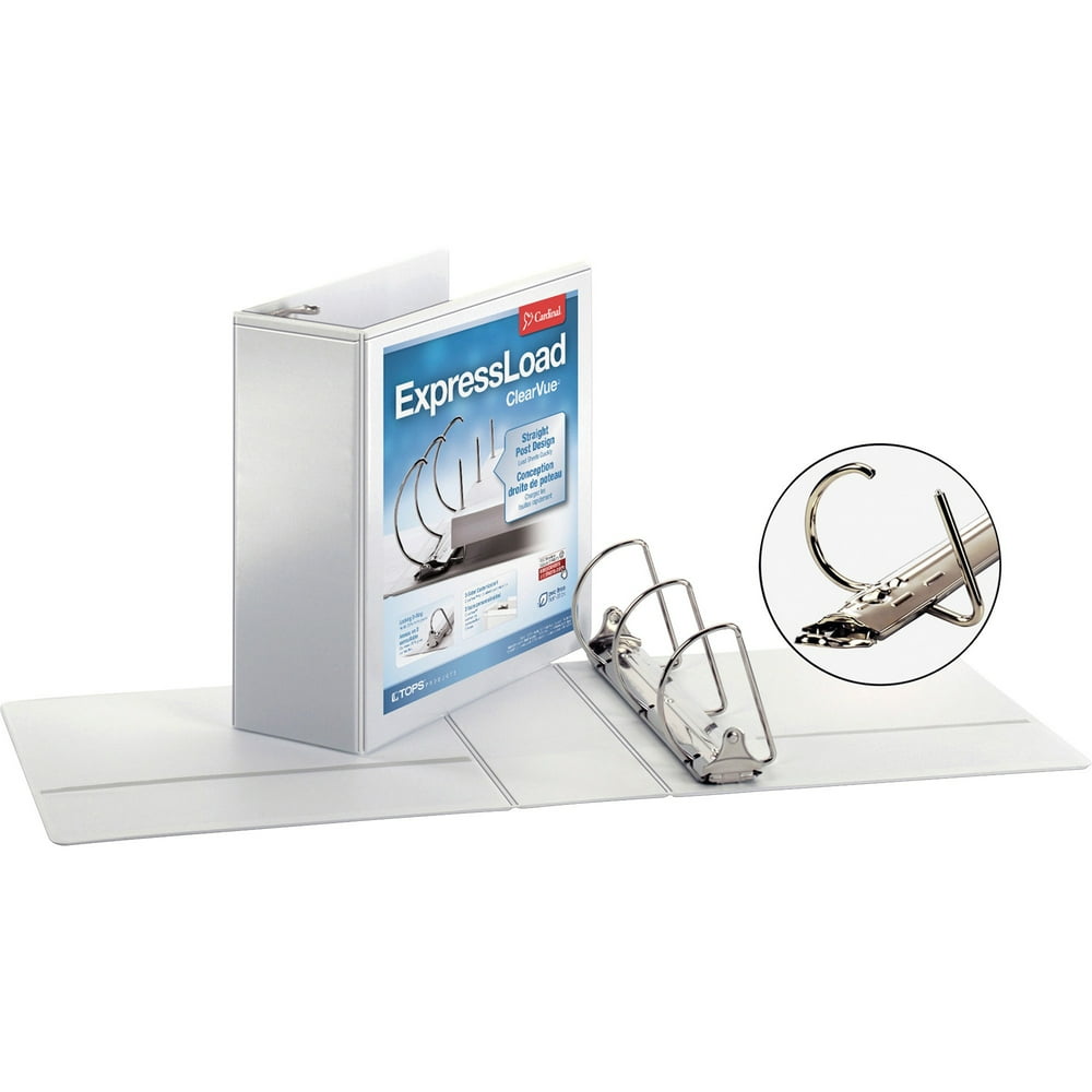 Cardinal ExpressLoad ClearVue Locking D-Ring Binder, 4" Cap, 11 x 8 1/2 ...