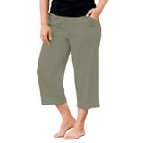 Ellos Women's Linen Blend Drawstring Capris Pants - Walmart.com