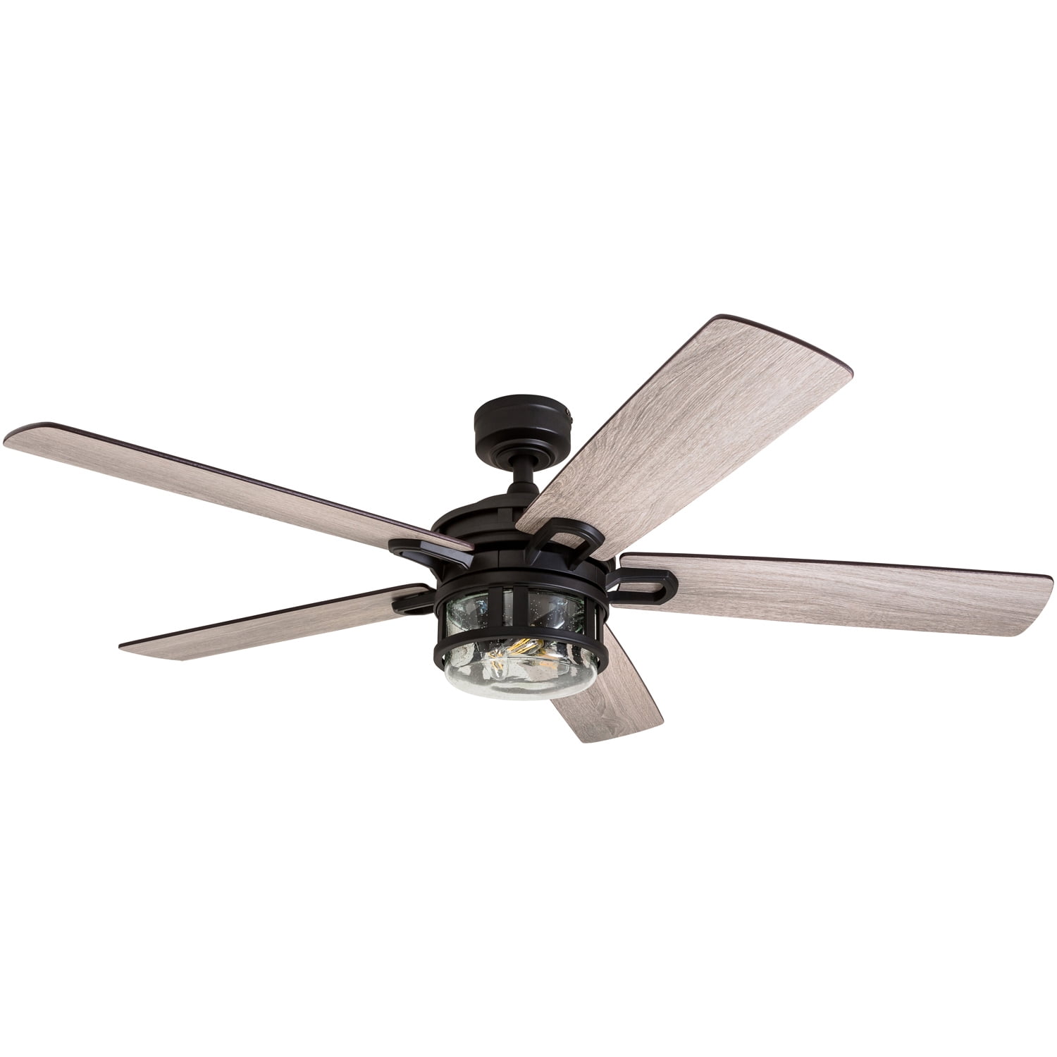 Honeywell 52-Inch Bontera Indoor 5 Blade Matte Black Craftsman Ceiling Fan with Remote Control ...