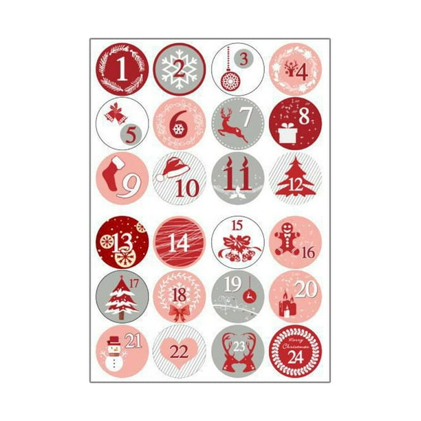 CAIROYAR Pegatinas alegres Calendario de Adviento Pegatinas de papel ...