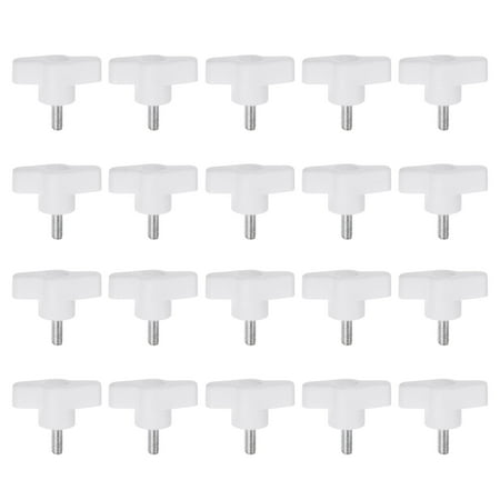 Uxcell 20 Pieces Wing Knobs M5 x 14mm Tee Stud Knob Thumb Screw Hand Clamping Handle White ...