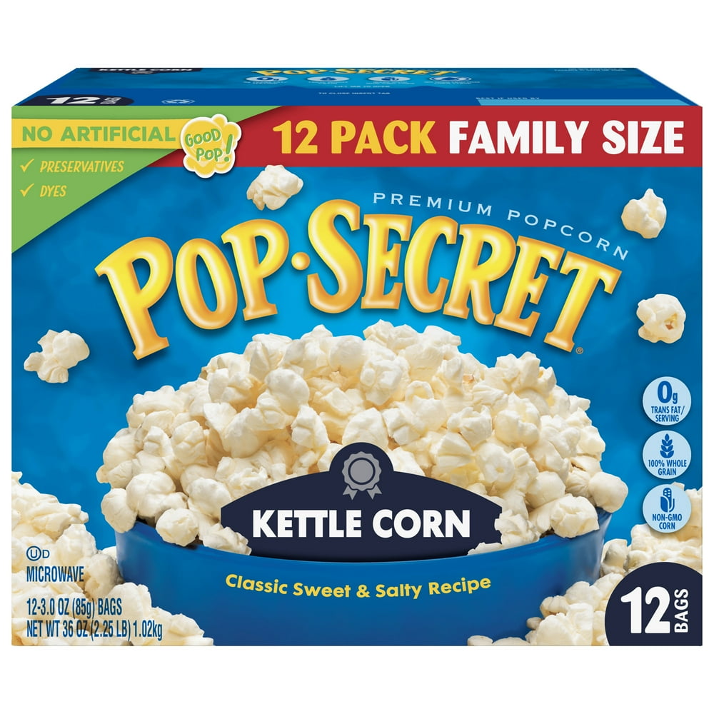 Pop Secret Popcorn, Kettle Corn Microwave Popcorn, 3 Oz Sharing Bags ...