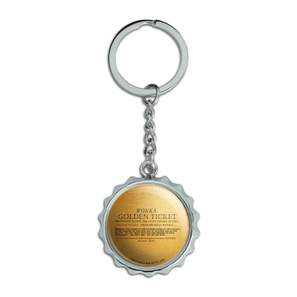 Willy Wonka and the Chocolate Factory Golden Ticket Keychain Chrome ...