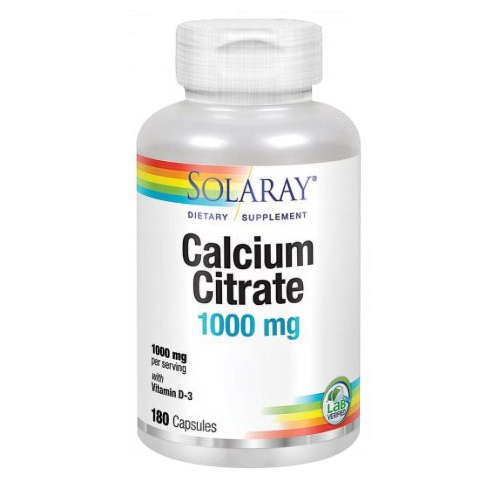 Suplemento de citrato de calcio Solaray 180 cápsulas con vitamina D ...