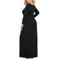Mengpipi Womens Plus Size Casual Long Sleeve Dress Crewneck Loose Maxi