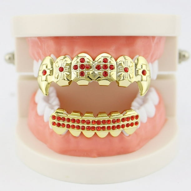 Gold Color Hip Hop Teeth Top And Bottom Grill Teeth Fashion Metal Tooth ...