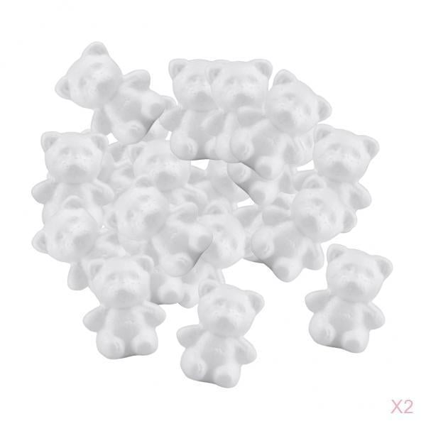 40Pcs Unfinished Crafts Foam Bear Shape Cute Animal Polystyrene ...