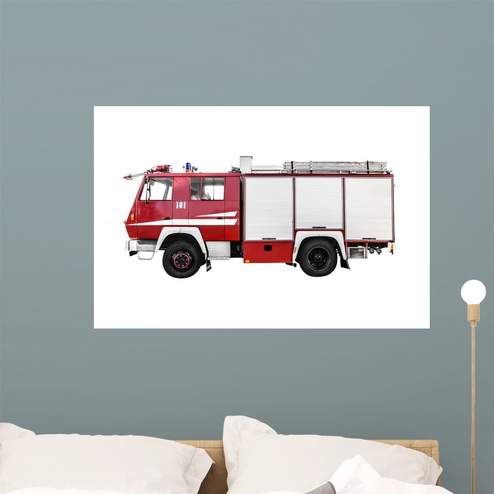 Fire Truck Wall Mural Decal by Wallmonkeys Vinyl Peel and Stick Graphic ...