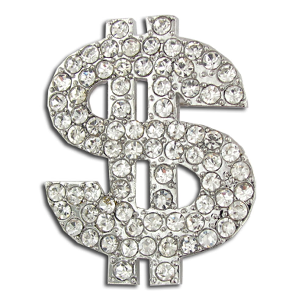 PinMart's Rhinestone Dollar Sign Symbol $ Bling Brooch Lapel Pin ...