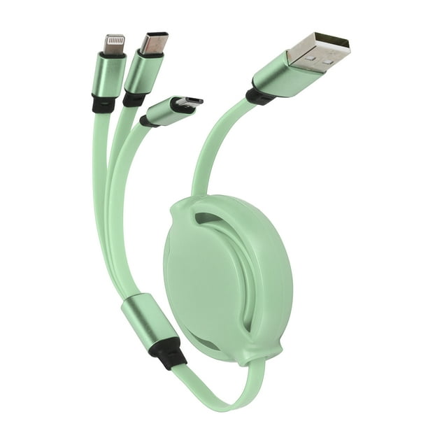 Cable cargador retráctil múltiple 3 en 1 de 3 A con conector tipo C ...