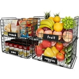 4 Pack XXL Stackable Wire Baskets with Handles, X-cosrack Fruit ...