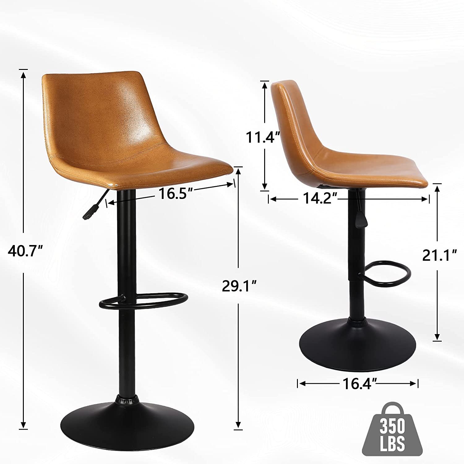 Buy Waleaf Swivel Bar Stools Set of 2 Counter Height Bar Stool, Height ...