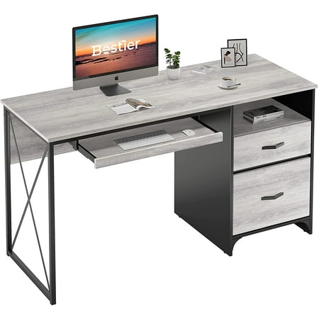 Bestier 55 inches Computer Desk Executive Desk with File Cabinet ...
