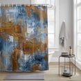 Abstract Art Shower Curtain for Bathroom, Brown Blue Graffiti Paint ...