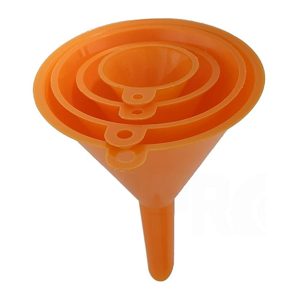 All Purpose Wide-Mouth Bright Orange Plastic Funnel Set for Quick and ...
