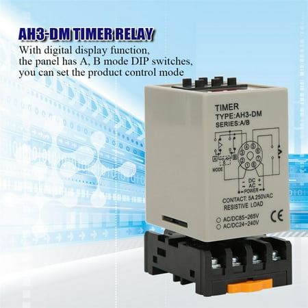 Wchiuoe Delay Timer Relay Digital Display A/B Dual Mode With Base High Accuracy AC220V AH3-DM ...