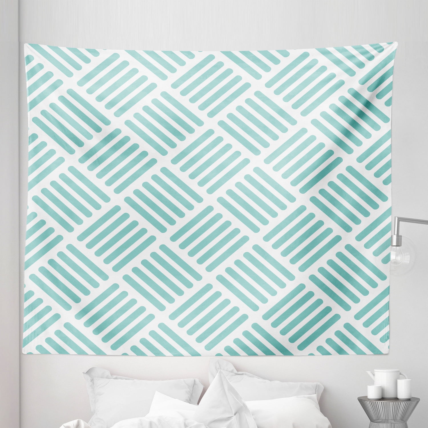Aqua Tapestry, Diagonal Parallel Lines in Different Directions Retro ...