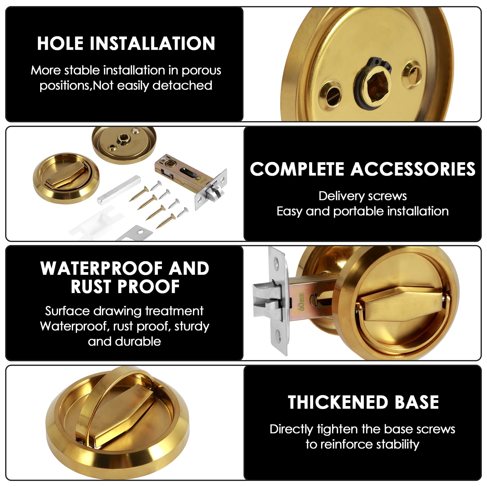 Recessed Door Latch Hardware Stainless Steel 304 Round Recessed Door