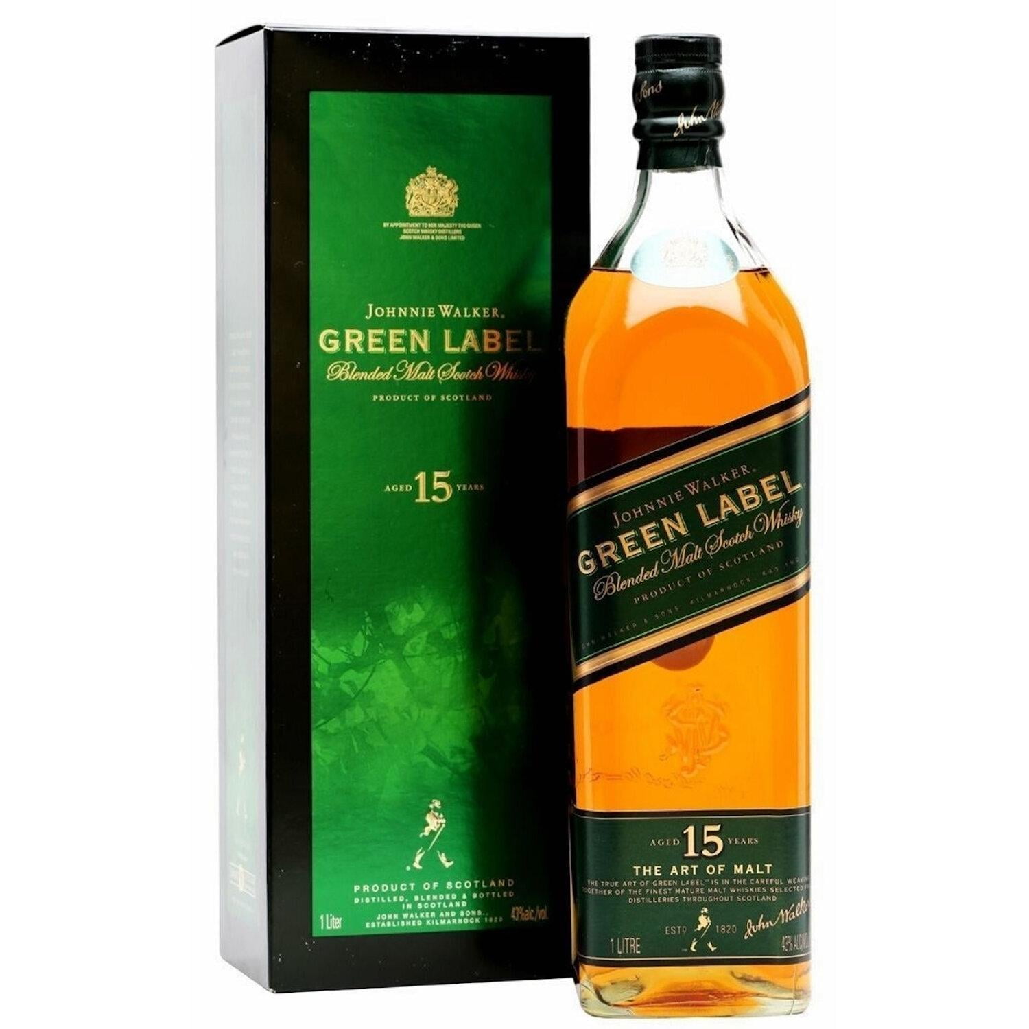 Pack de 12 Whisky Johnnie Walker Green Label 1 L | Walmart en línea