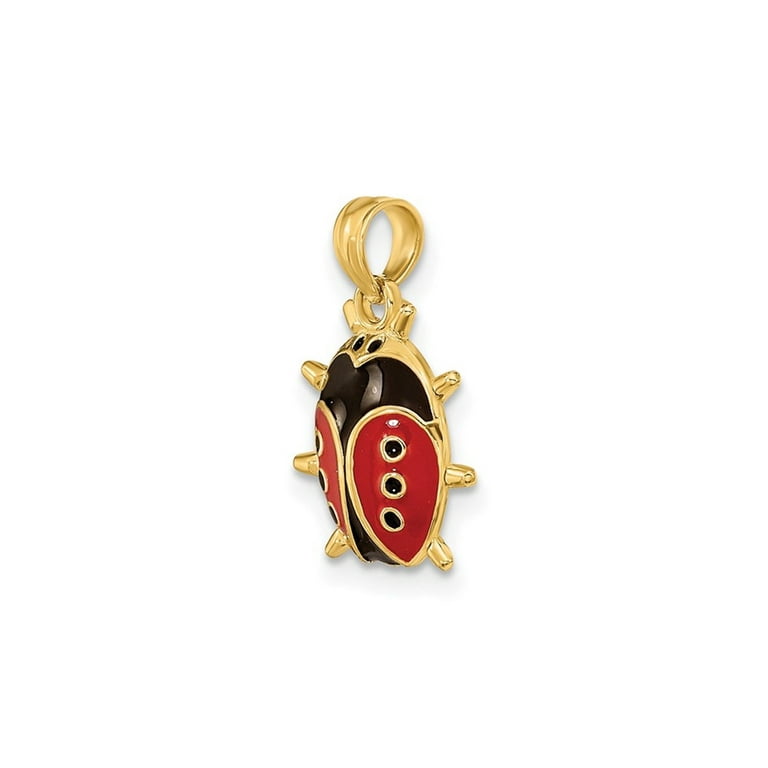 Ladybug Charm 14k Yellow Gold Tiny Ladybug Charm 14K Diamond Pendant