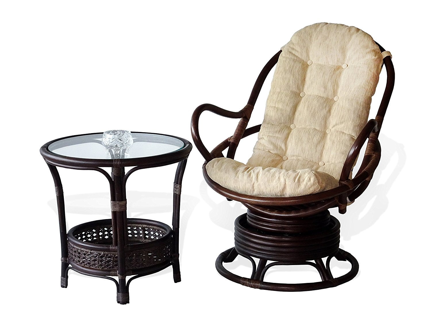 SK New Interiors Set of Swivel Rocking Java Lounge Chair Natural Rattan ...