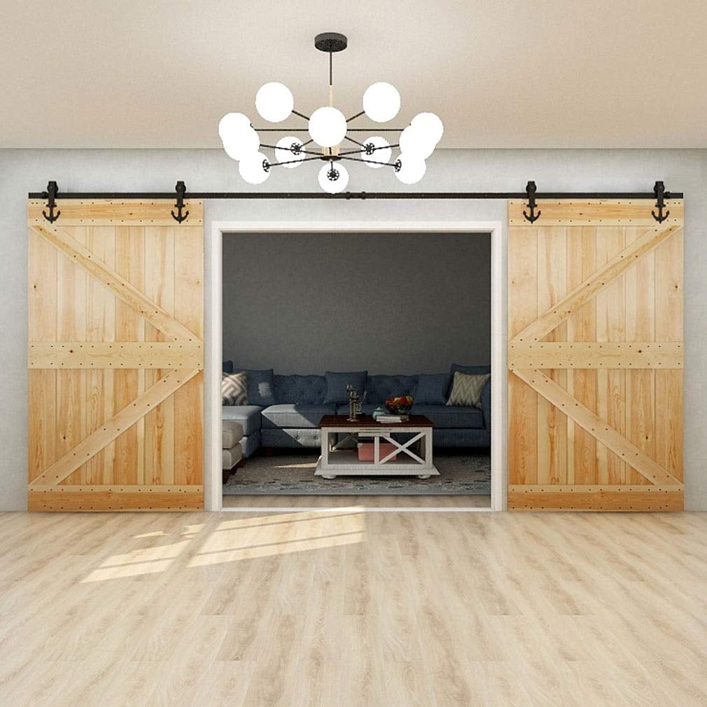 CCJH 4 FT Sliding Barn Door Hardware Track Kit Fit Max 24" Wide Door ...