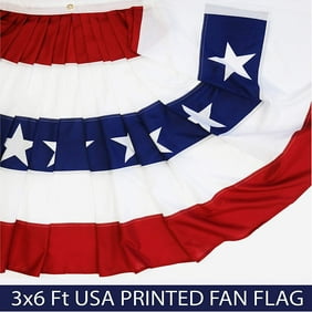 Tea Stained Patriotic Bunting USA 72" x 36" Pleated Banner with ...
