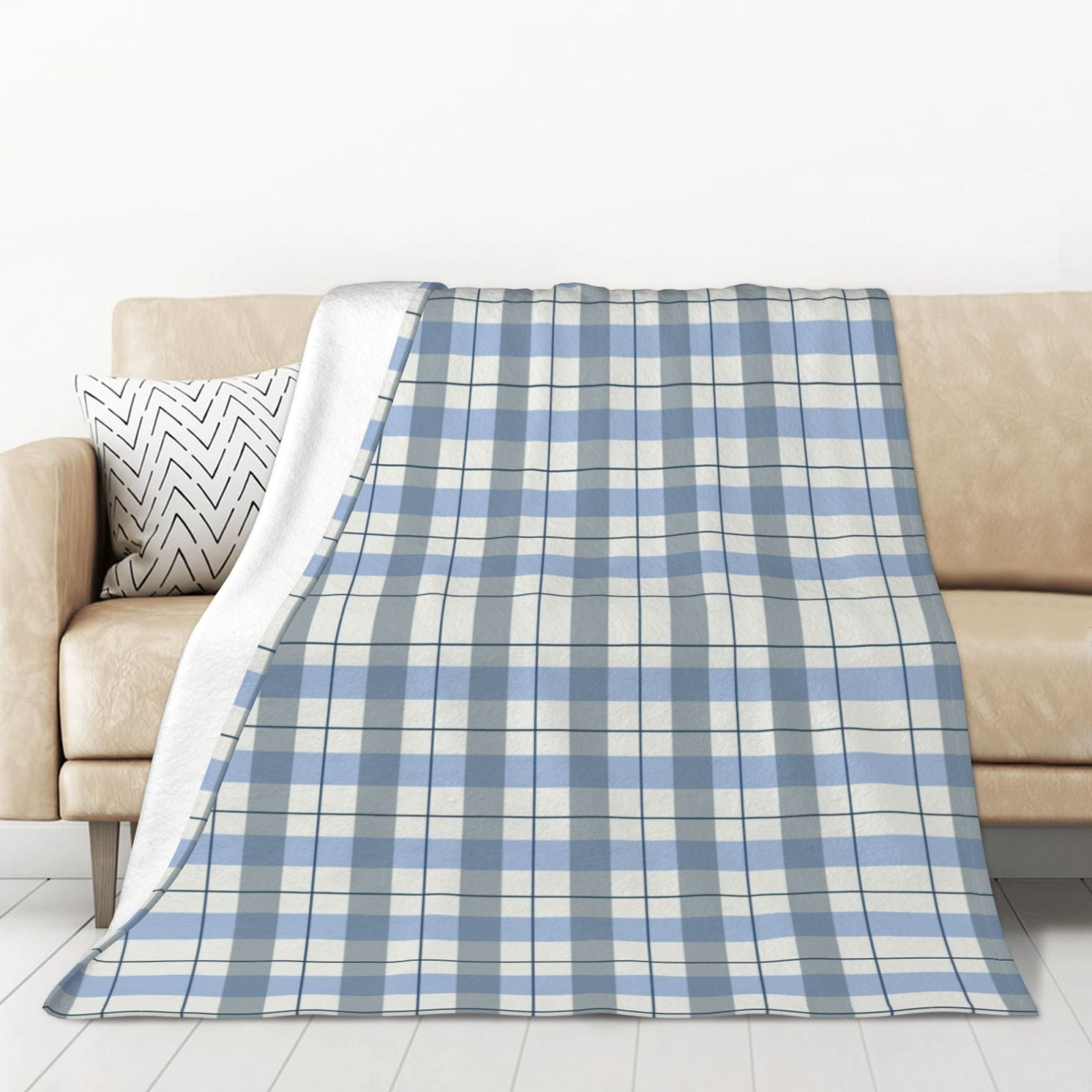 XMXT Throw Blankets, Blue Plaid Lines Retro Prints Bed Blanket for ...