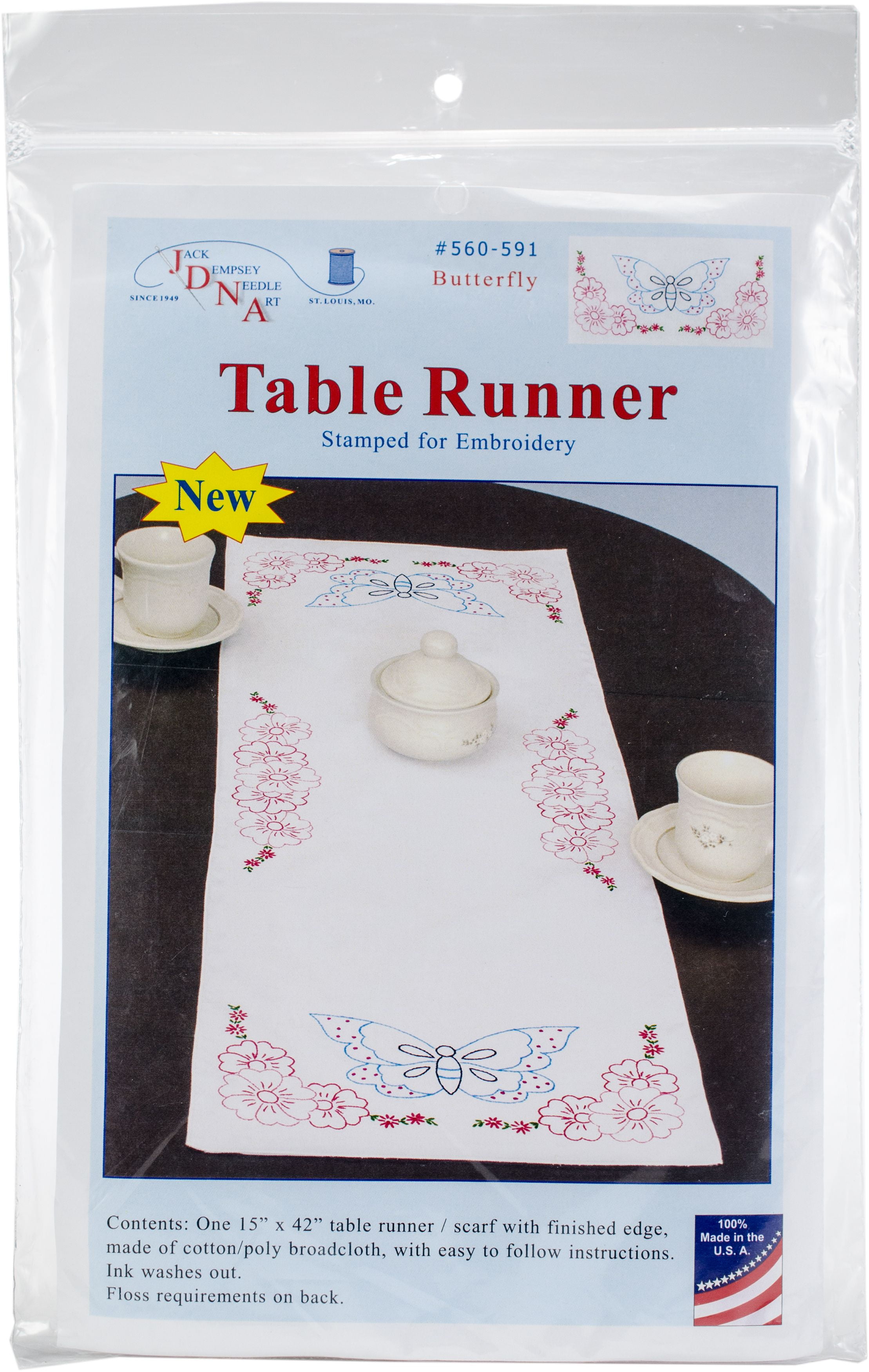 Jack Dempsey Stamped Table Runner/Scarf 15"X42"-Butterfly - Walmart.com ...