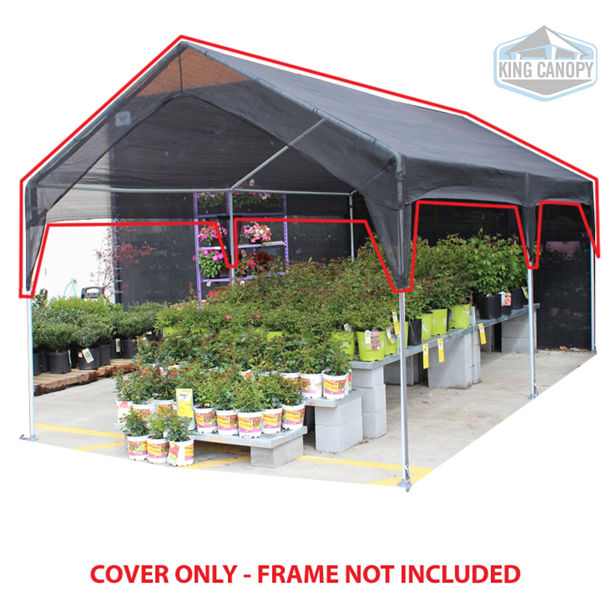 King Canopy 10 ft x 20 ft Black Shade Mesh Greenhouse Canopy Cover ...