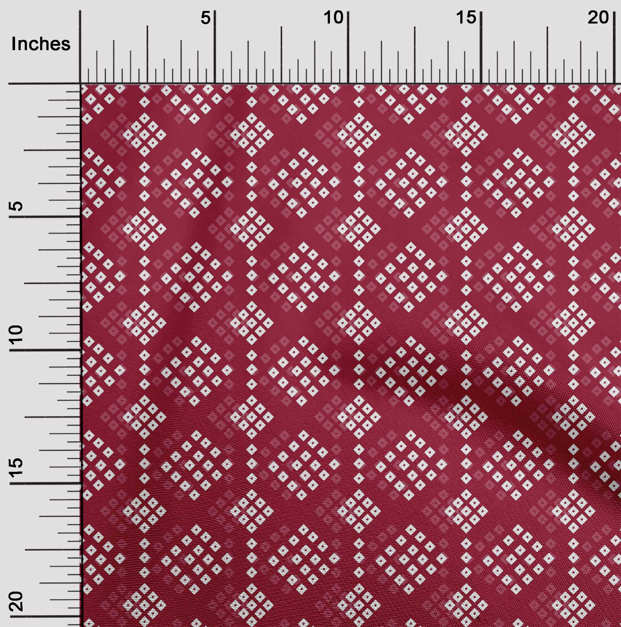oneOone Viscose Chiffon Carmine Red Fabric Geometric Bandhani Sewing ...