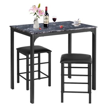 Recaceik 3 Piece Pub Table Sets, 23.6” Square Faux Marble Bar Tables ...