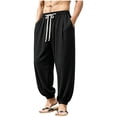 Bnwani Pants for Men Fashion with Pockets Sports Solid Color Drawstring ...