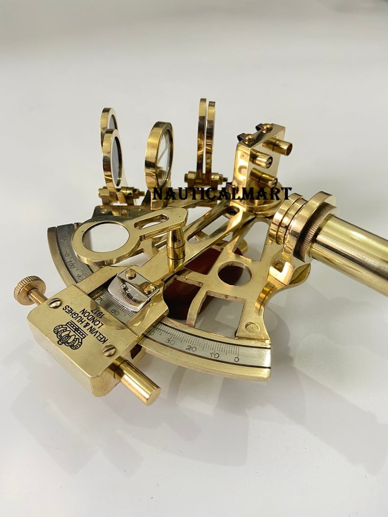 Nautical 5" Hand-Made Brass Ship Sextant In Brass Polished Finish ...