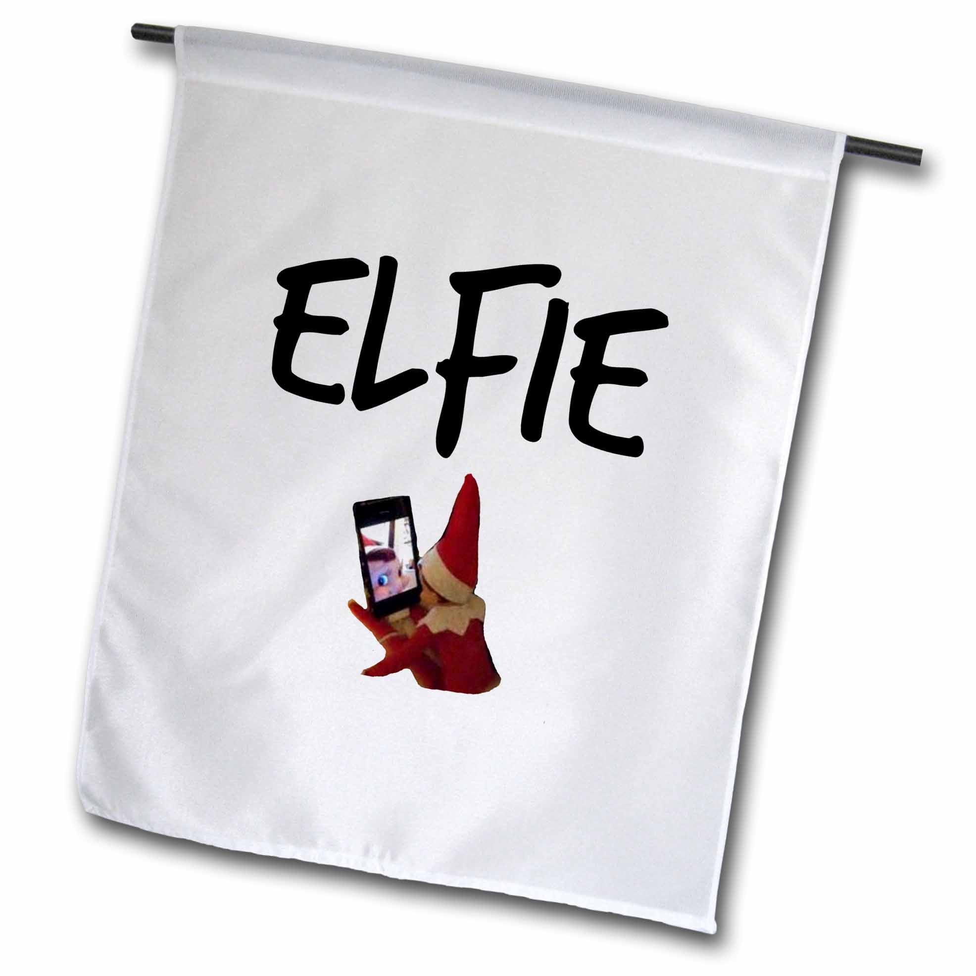 elfie, black letters on white background with picture of elf selfie 18 ...