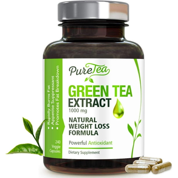 PureTea's Green Tea Extract Metabolism Booster w/EGCG for Weight Loss ...