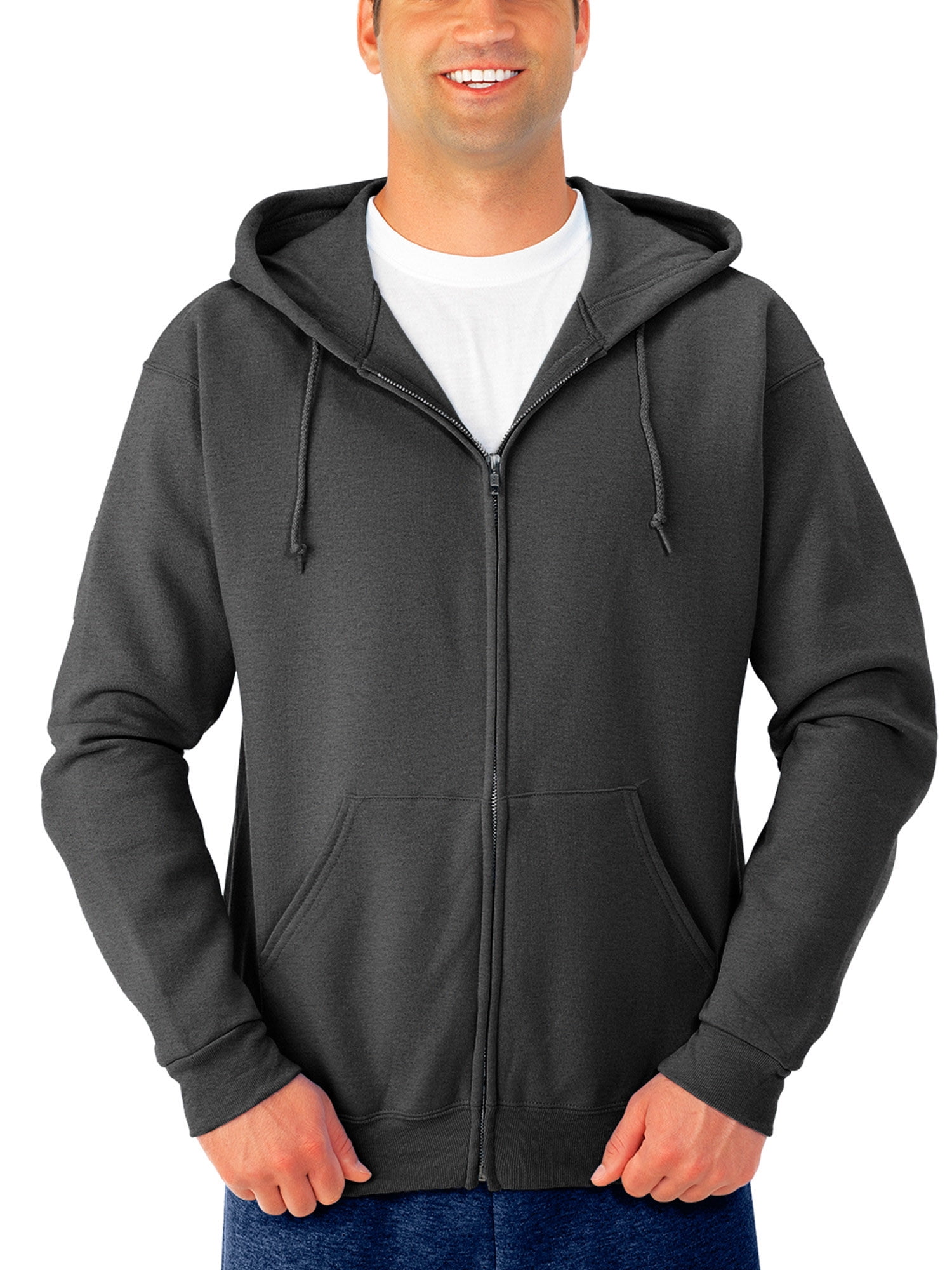 Jerzees Men's and Big Men's Fleece Full Zip Hooded Jacket, Up to Size ...