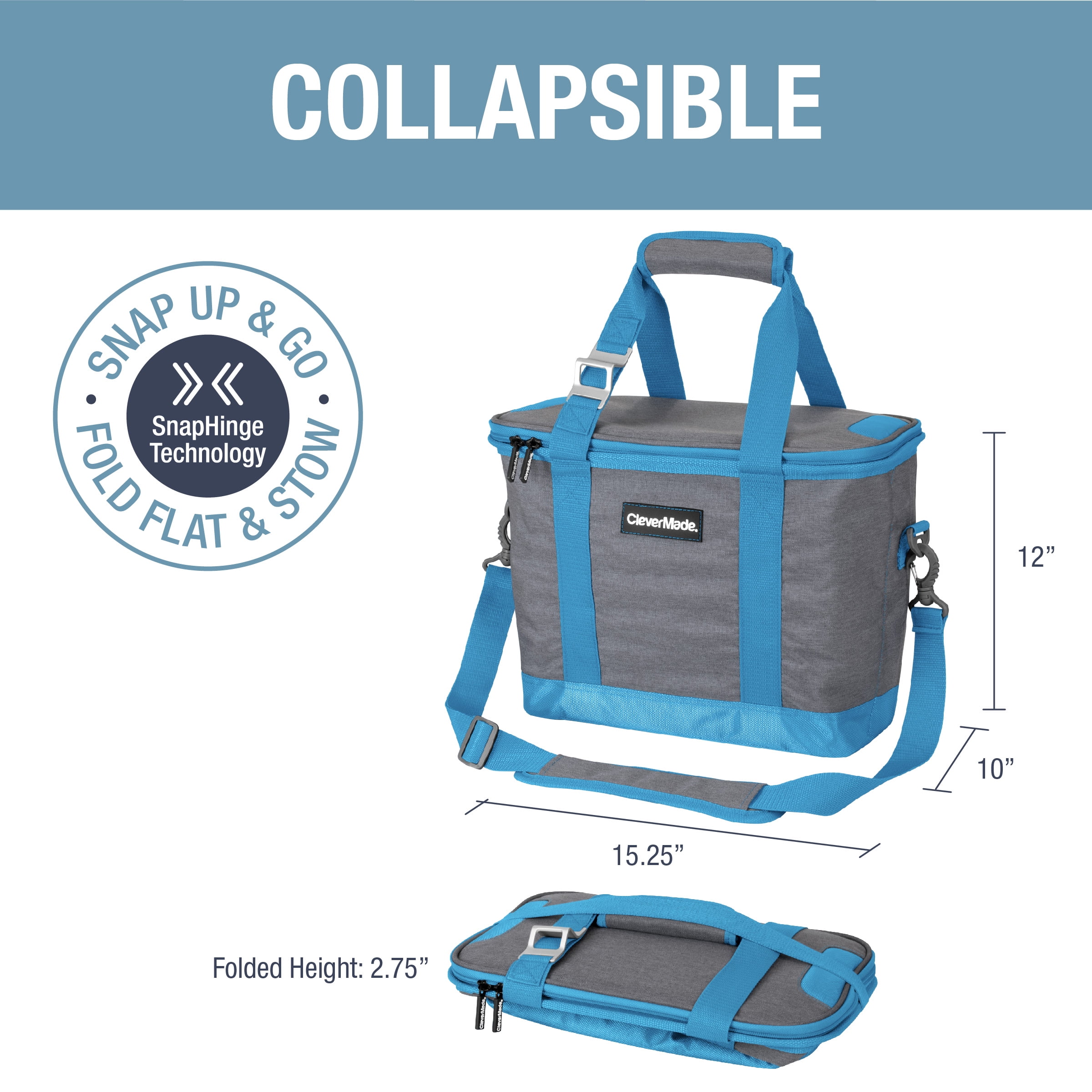 Buy CleverMade 30-Can Collapsible Cooler, Grey/Blue Online at Lowest ...