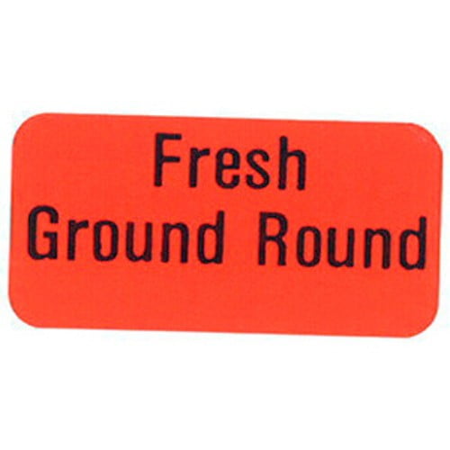 Specialty Printing Fresh Ground Round Grabber Label Dayglo Red with ...