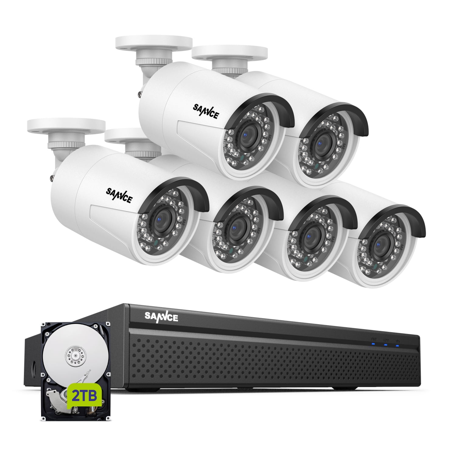 SANNCE 8CH 5MP POE Home Security Camera System,2MP 8CH POE NVR, 6pcs ...