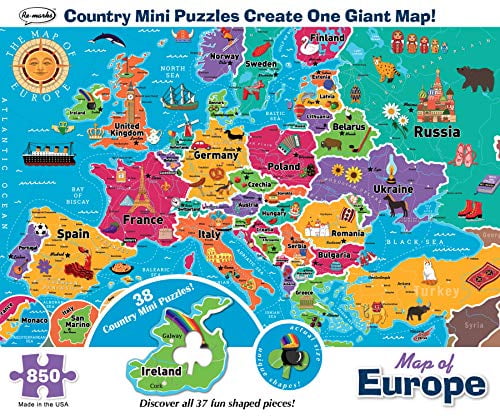 Re-marks Map of Europe 850 Piece Jigsaw Puzzle with Mini Poster and ...