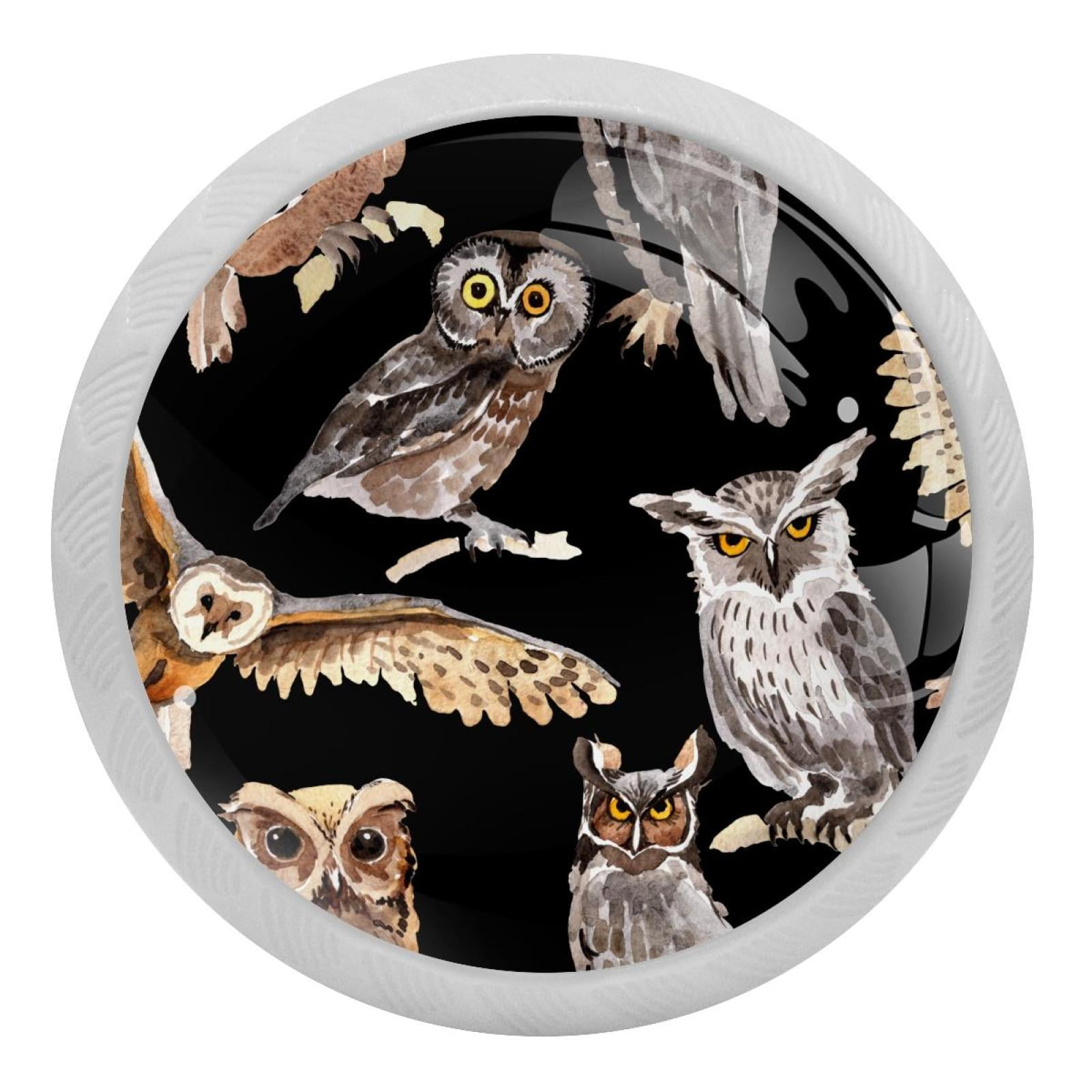 4PCS Round Owl Cabinet Fluorescence Knob Glowing in the Dark Furniture ...