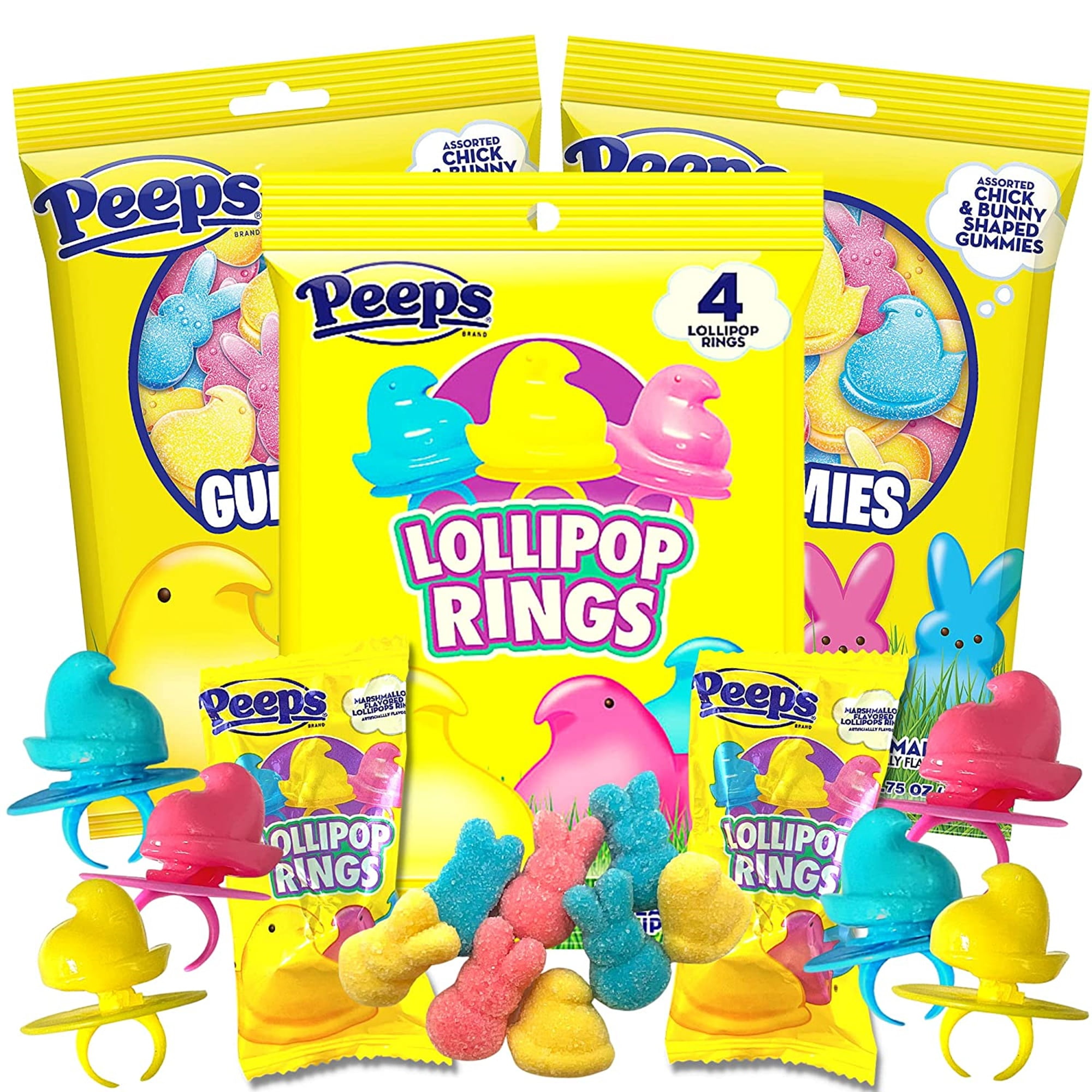 New 2023 Peeps Lollipop Rings and Gummies Easter Candy Bags, Pack of 3 ...