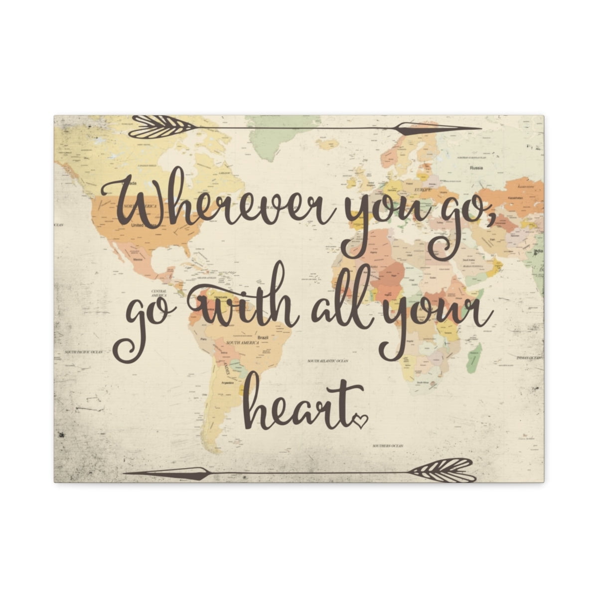 Inspirational Wall Art Go With All Your Heart Motivation Wall Decor for ...