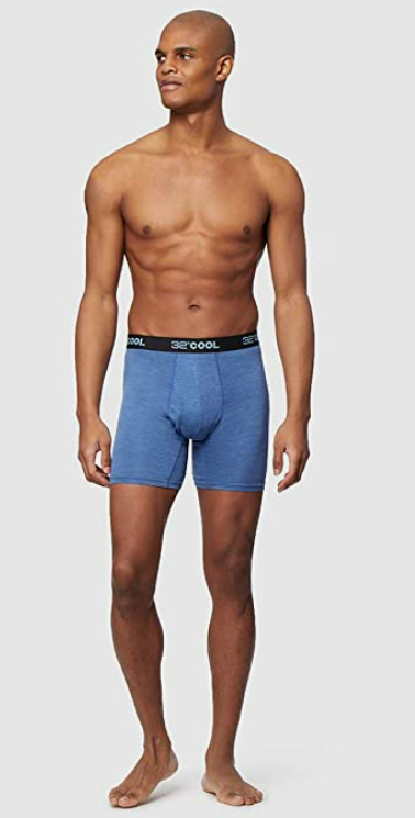 32 DEGREES Mens Air Light Cotton Boxer Brief (Large, Denim Matrix ...