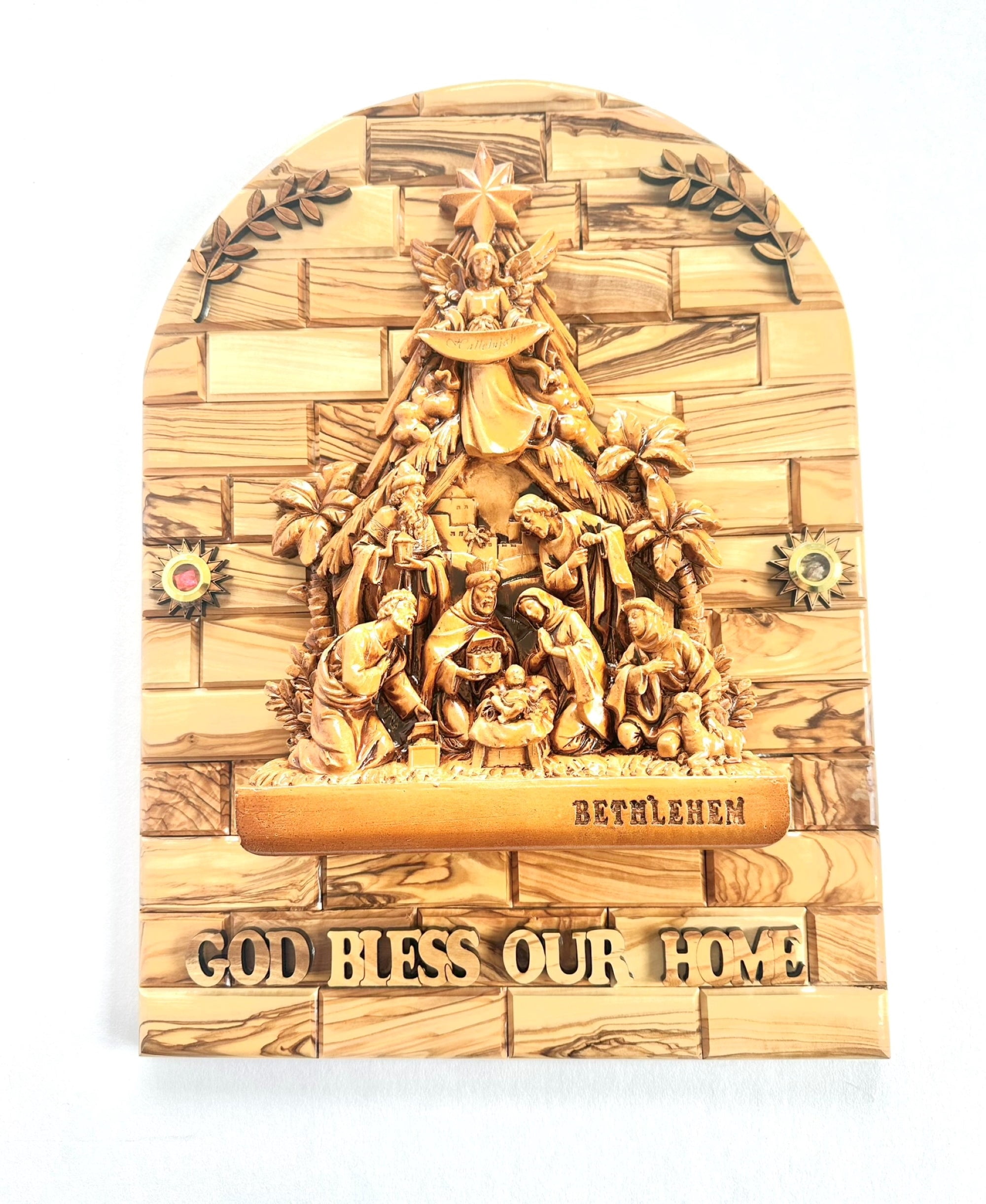 Nativity church tree wall plaque olive wood - Walmart.com