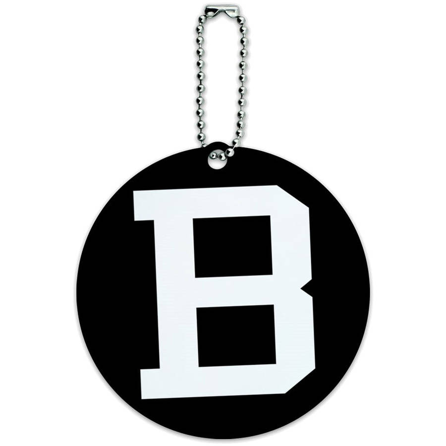Letter B Initial Black White Round Luggage ID Tag Card for Suitcase or ...