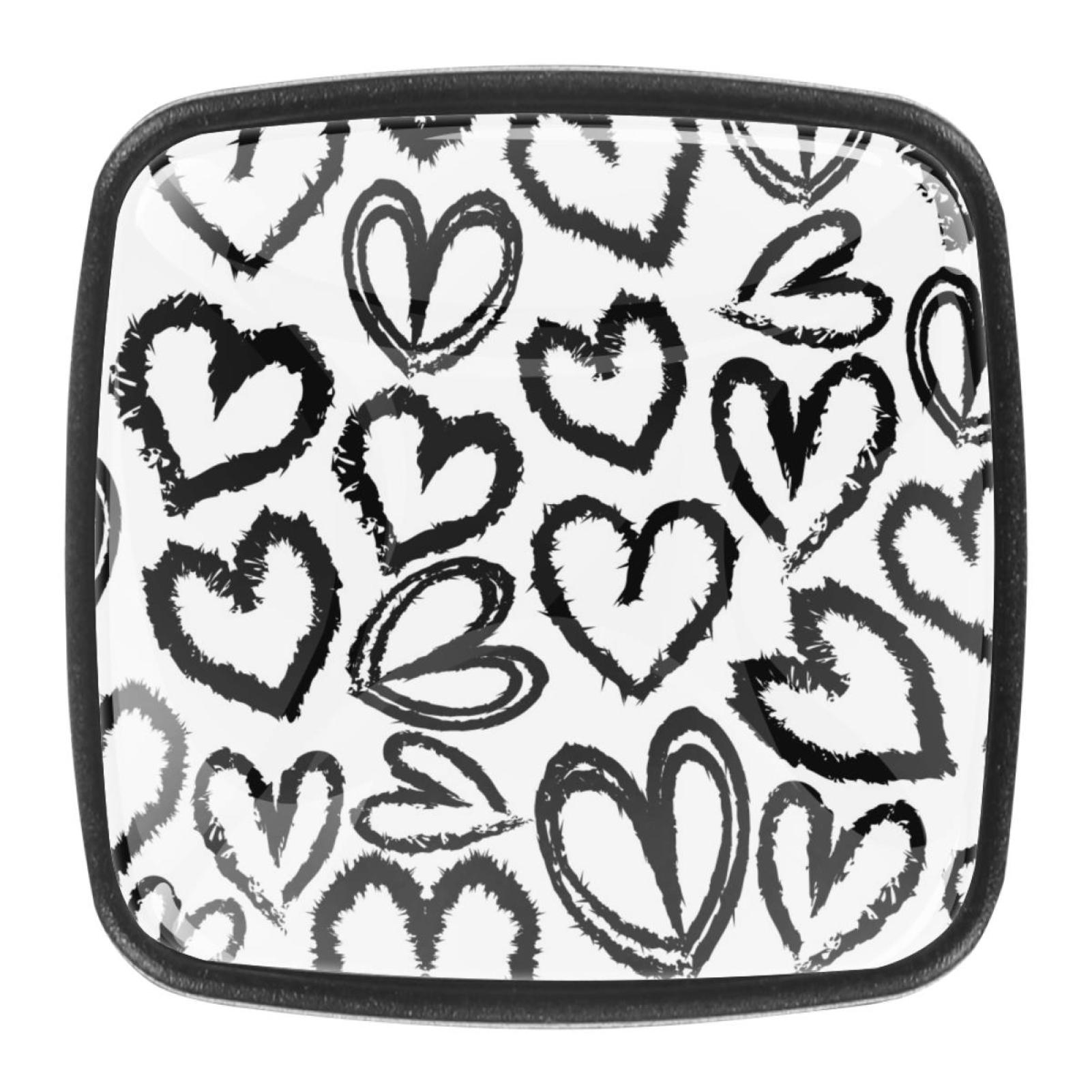 4 Pcs Square Cabinet Handle Cupboard Knob Drawer Pulls Handle Hearts ...