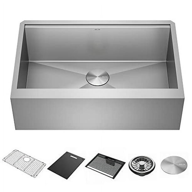 Delta Rivet 33-inch Workstation Farmhouse Apron Front Kitchen Sink ...